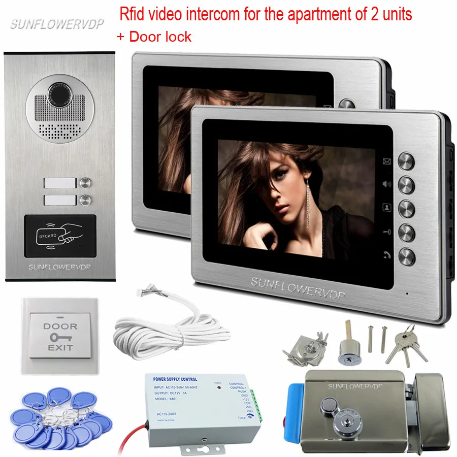 Home-Video-Door-Phone-7-Color-Monitor-Rfid-2-Buttons-Entrance-Door ...
