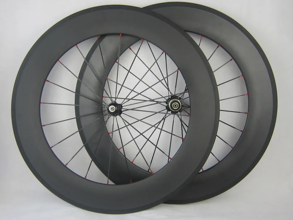 700C 88MM Carbon Bicycle Wheelset 23mm Width Rims in Clincher Tubular ...
