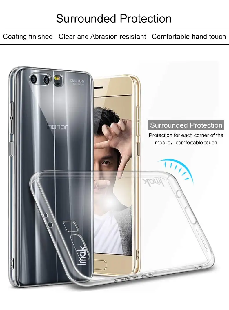 Honor 9 Case iMAK Wear Resistant II Pro Transparent Crystal Hard Phone ...