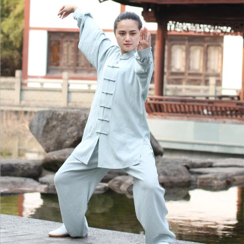 Cotton and linen farbic chinese style tai chi clothing women shaolin ...