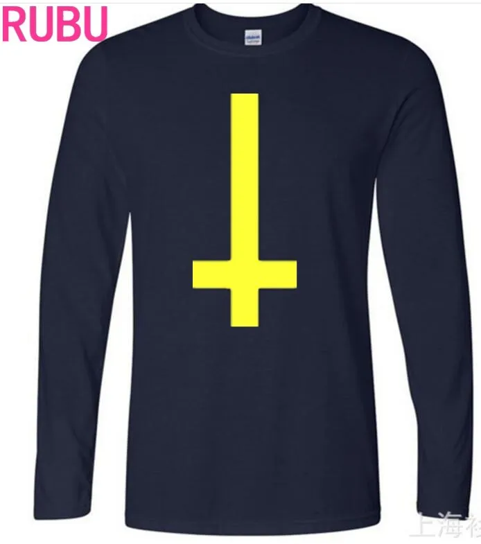 2017 Autumn and winter Inverted Cross Printed Men T Shirt Religion Swag ...