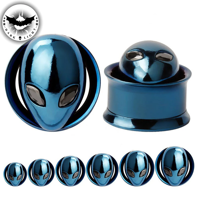 1pair Stainless Steel Alien Ear Tunnel Plug Screw fit Ear Reamer Flesh ...