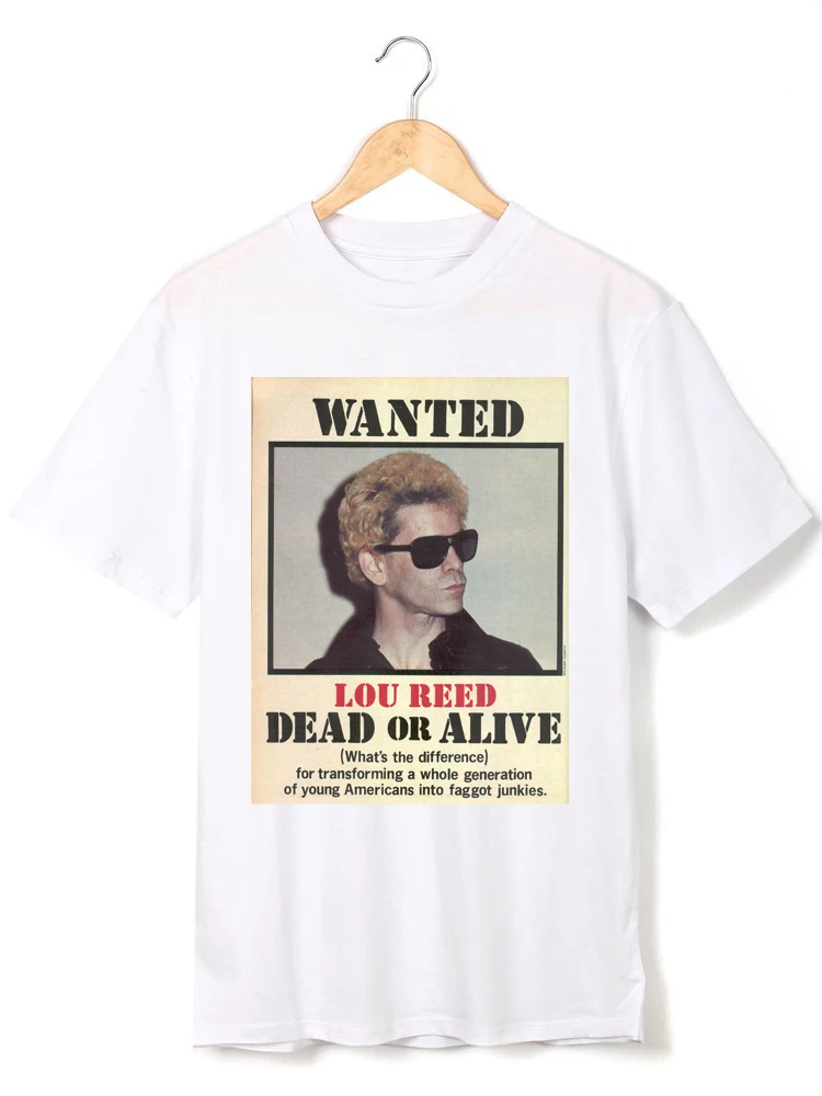 Lou Reed WANTED dead or live prints Washed Cotton T shirt british style ...