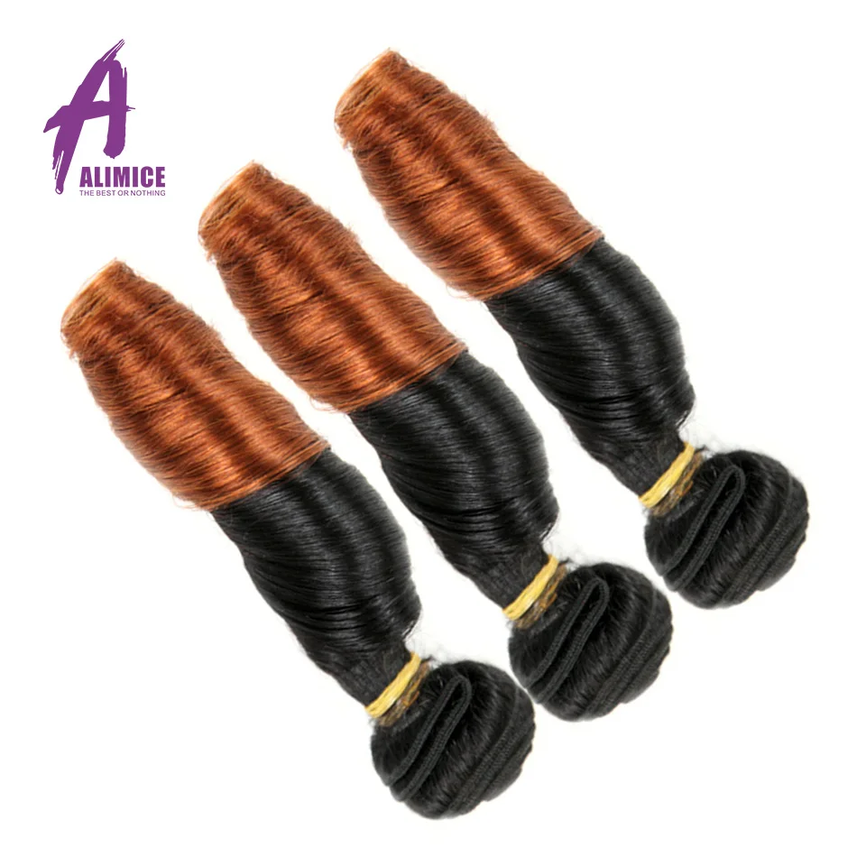 Alimice Ombre Indian Bouncy Curly Hair 3 Bundles Color T1B 30 Ombre Alimice Ombre Indian Bouncy Curly Hair 3 Bundles Color T1B 30 Ombre