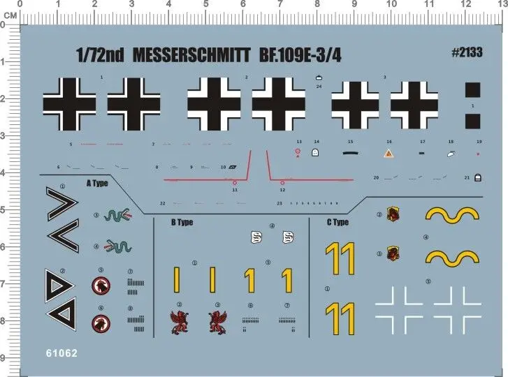 Detail Up 1/72 WW II BF-109E 3 4 ME-109 messerschmitt Fighter Markings ...
