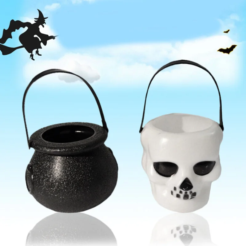6 Pcs Halloween Cauldron Candy Bucket Halloween Bucket Skull Witch ...