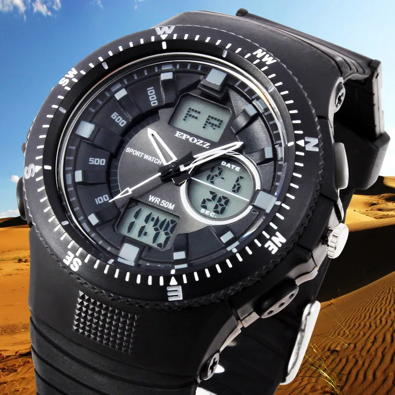 EPOZZ Outdoor sports Mountaineering compass hours watch men analong ...