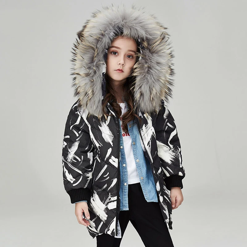 2017 Down Jacket for Girls Teens Winter Thick Warm Clothes Furry Collar ...