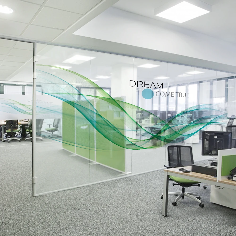 Abstract space geometry glass door and window sticker company partition ...