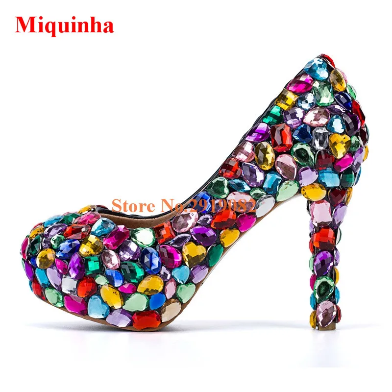 Top Selling Fashion Mixed Colors Crystals Studs Women Pumps Platform ...