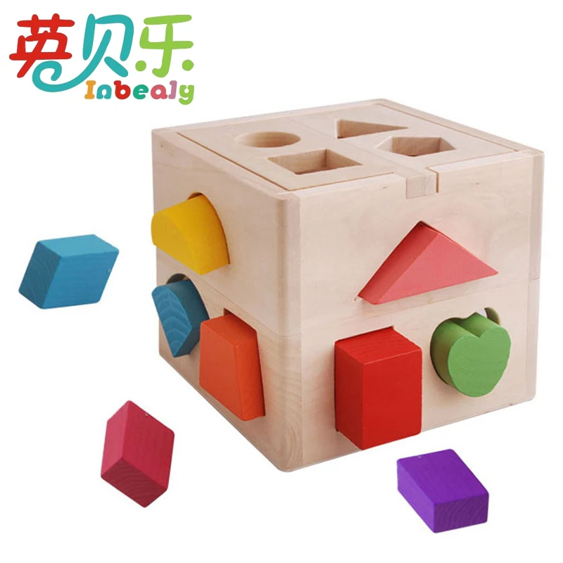Montessori Wooden Blocks Geometric Paired Cube Assemblage Building ...