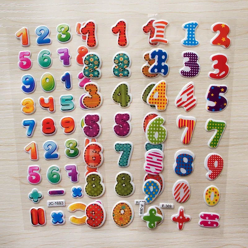 6 Sheets/lot Numbers And English Letters Bubble Stickers Early ...