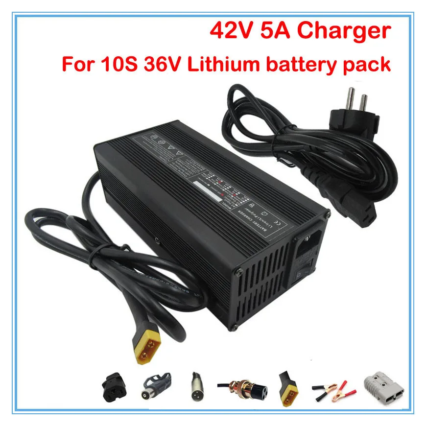 High quality 240W 42V 5A 36V 5A lithium battery charger XT60 Port 110V / 220V for 36V 10S ...