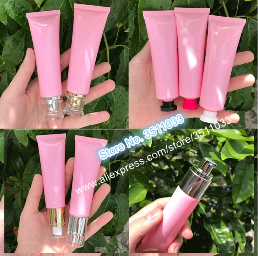50ml 50g Pink Cosmetic Soft Tube Empty Lotion Foundation Refillable ...