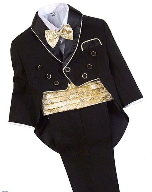 New Arrival Smart Gold Edge Boy's Wedding Party Suit/Boy's Blace 5 ...