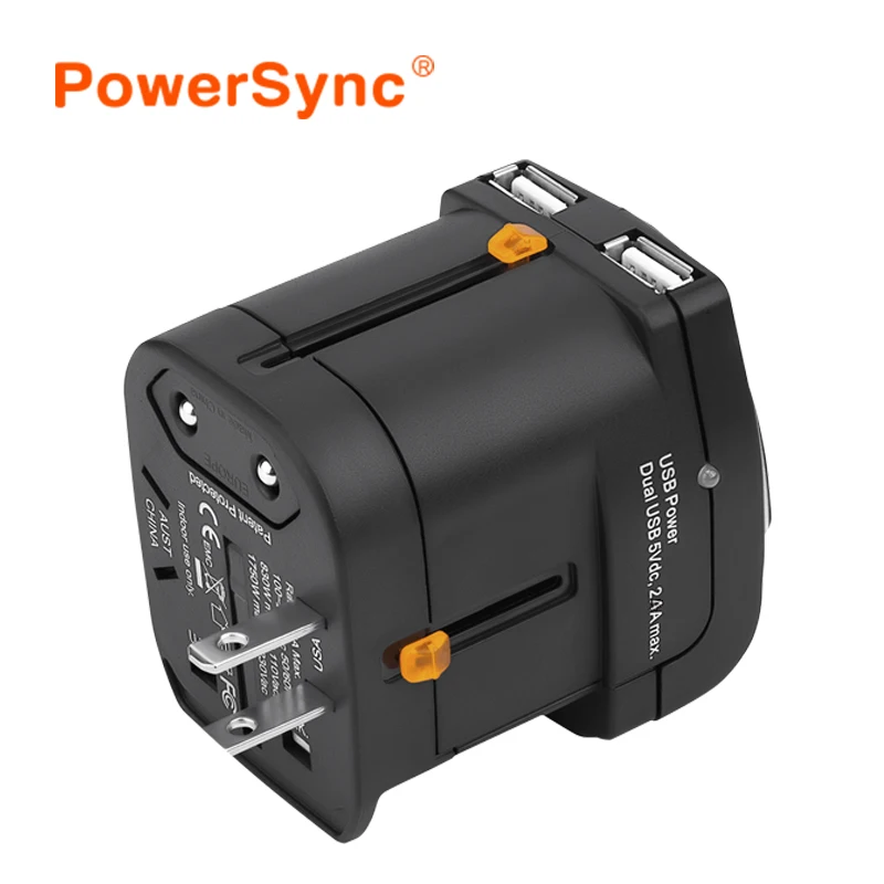 All in One Universal International Plug Adapter 2 USB Port World Travel ...