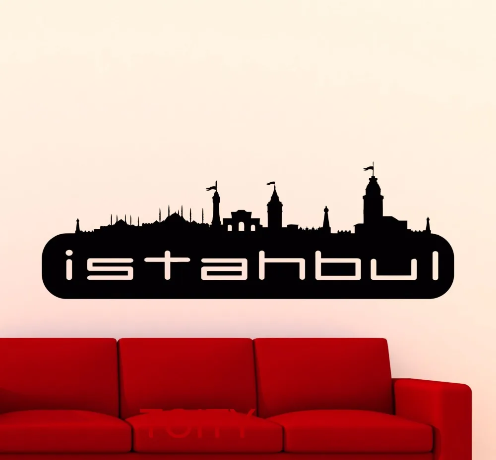 Istanbul Sticker Logo Wall Art Turkey Famous Silhouette Scenery Word ...