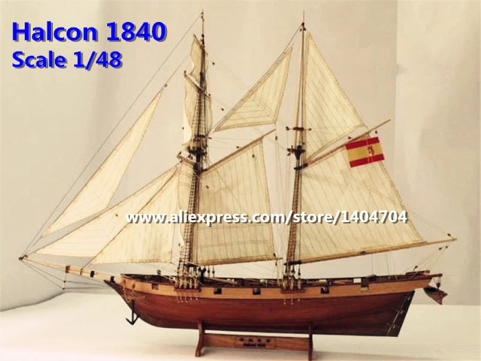 Nidaleモデルスペインクラシック木製帆船スケール1/48 halcon 1840木製軍艦モデルキットボルティモアスクーナーモデル ...