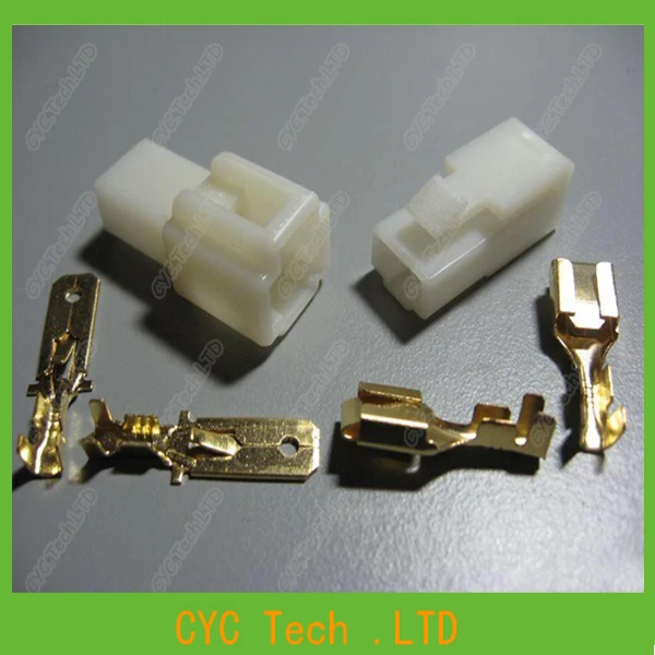 Sample,5 Sets 2 Pins Way Male Female Connectors 6.3mm Terminal for ...