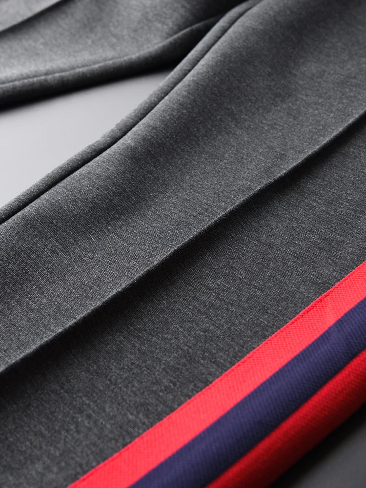 Minglu/Мужская толстовка, роскошный дизайн с боковой лентой ...