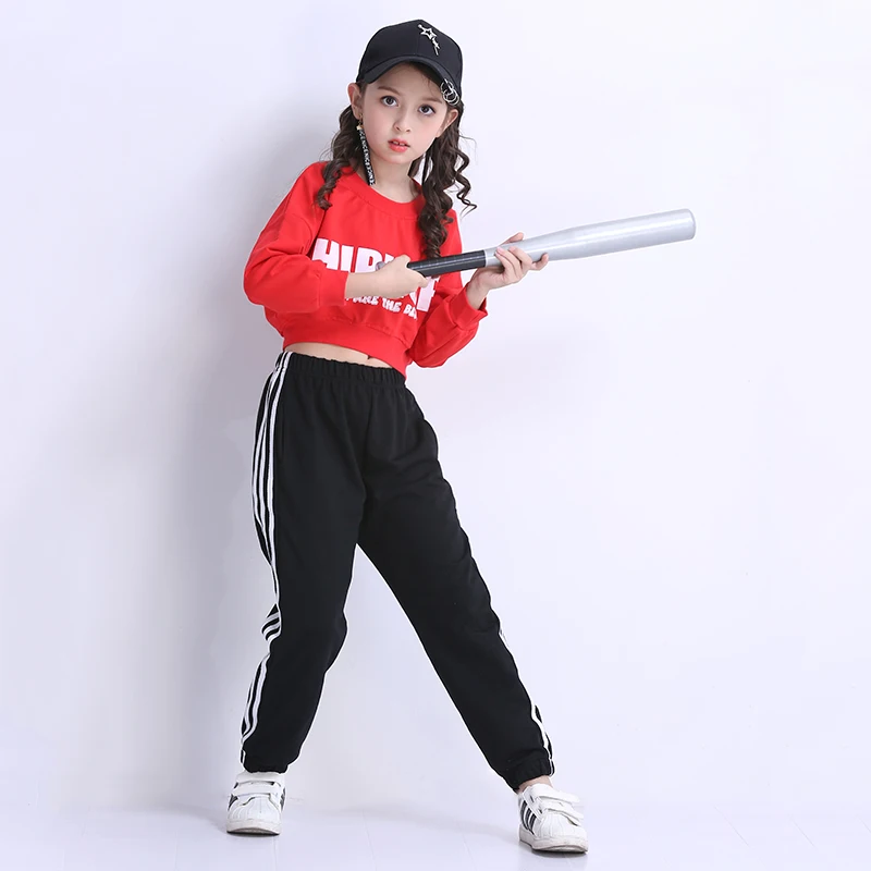 Girl Hip Hop Jazz Dance Costume Girls Street Dance Clothing Kids Red ...