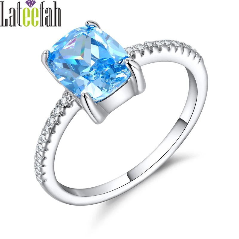 Lateefah Store December Birthstone Rings for Women Created Aquamarine ...