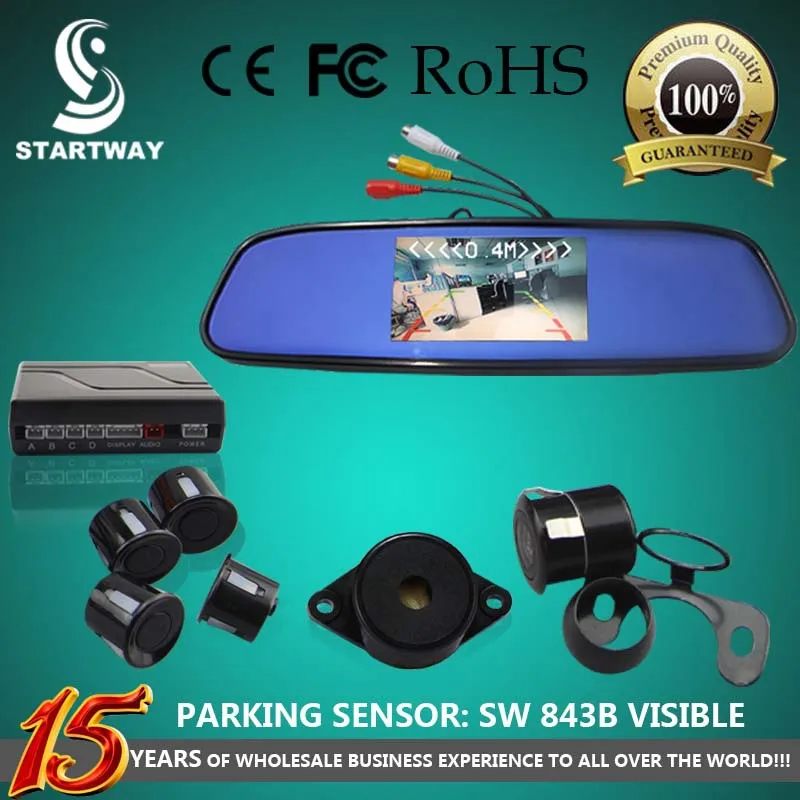 One Set 4.3 Inch Car Rear View Mirror Monitor Nightvision waterproof ...