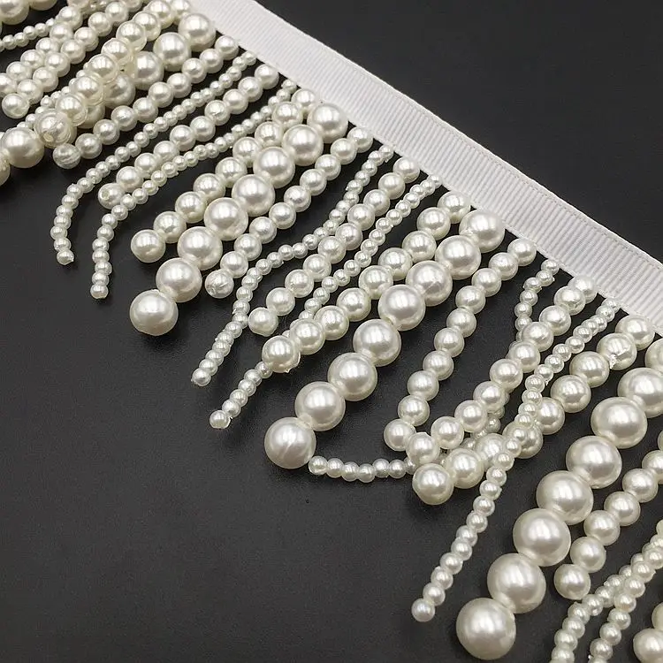 Pearl Fringe Beaded Lace Trim | Beaded Lace Decoration Fringe - Beaded ...