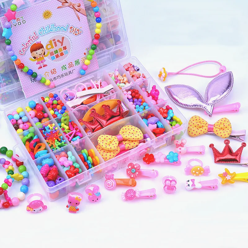 Girl Beads Diy Toys For Children String Beads Make Up Puzzle Toys ...