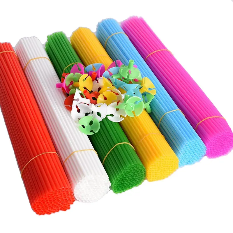 32CM White Red Orange Latex Balloon Stick/Pole Plastic Sticks Wedding ...