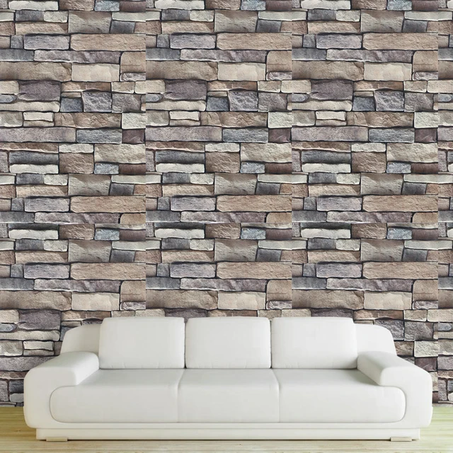 45*100cm Self Adhesive 3D Brick Stone Wall Stickers PVC Wallpaper ...