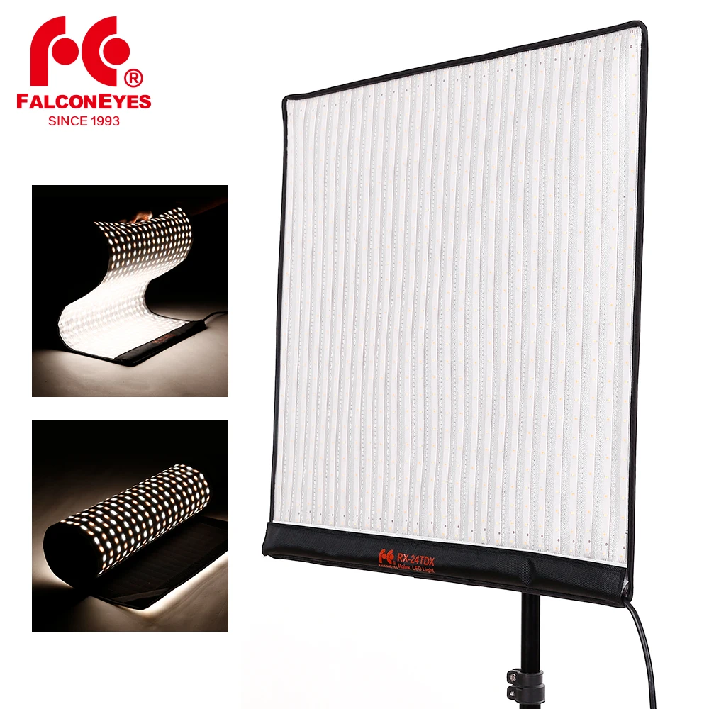 Falcon Eyes 150W RX 24TDX แบบพกพา LED Photo Video โคมไฟสแควร์ Rollable ...
