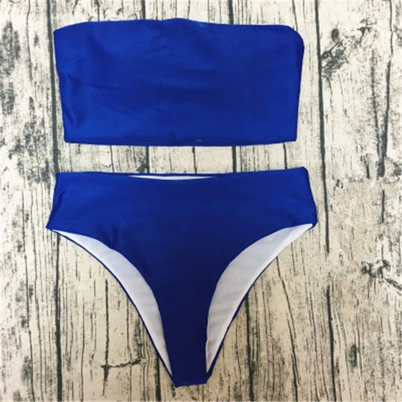 2018 Sexy Bikinis Set Womens Swiming Suit Solid High Waist Bathing
