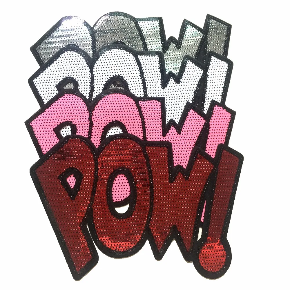 1PC-Large-Sequins-POW-Patches-for-Clothing-Bags-T-shirt-Iron-on-Patch ...