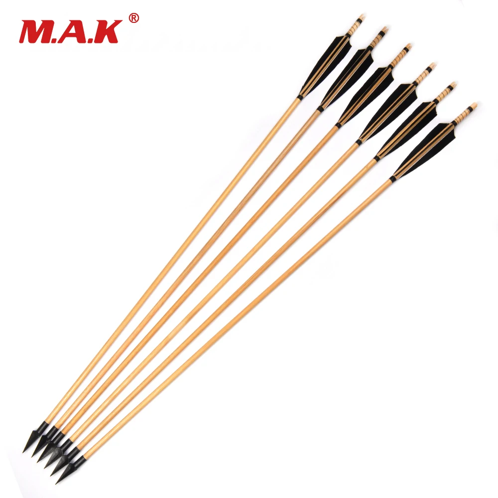 Wooden-Arrows-Length-85cm-Turkey-Feathers-For-20-60lbs-Longbow ...