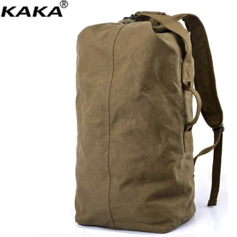 Brand Designer Men Canvas Retro Bucket Backpack Big Capacity Vintage ...