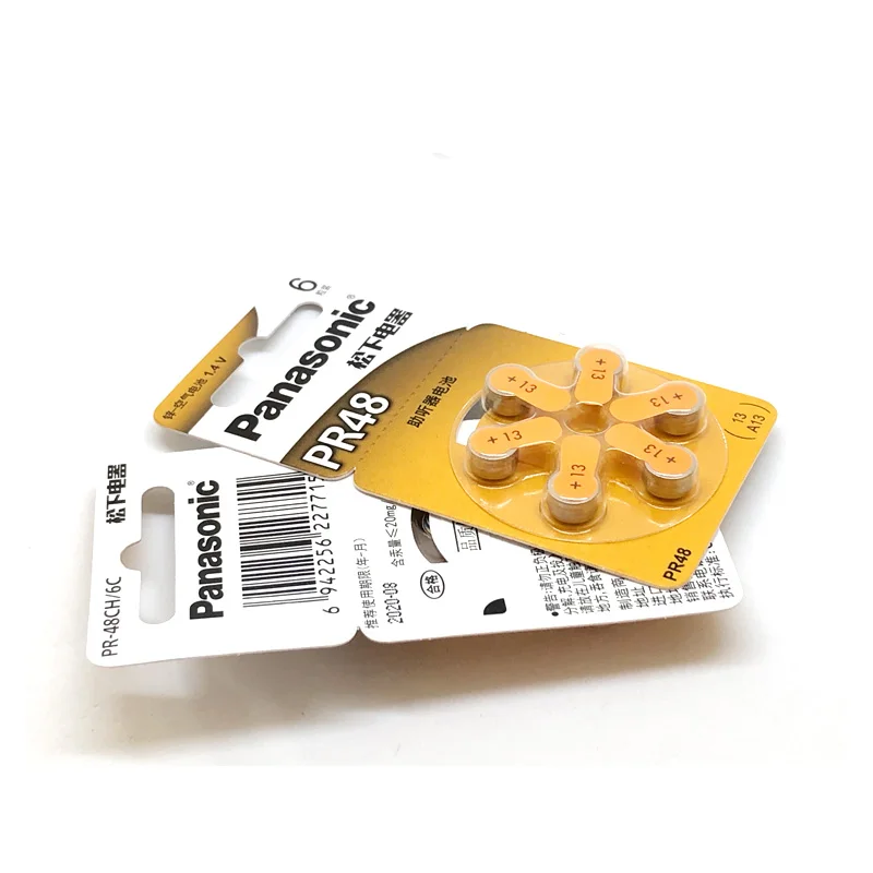 Panasonic batería para audífono PR48, 7,9 MM x 5,4 MM, 13 A13, para sordos, botón coclear, pilas ...