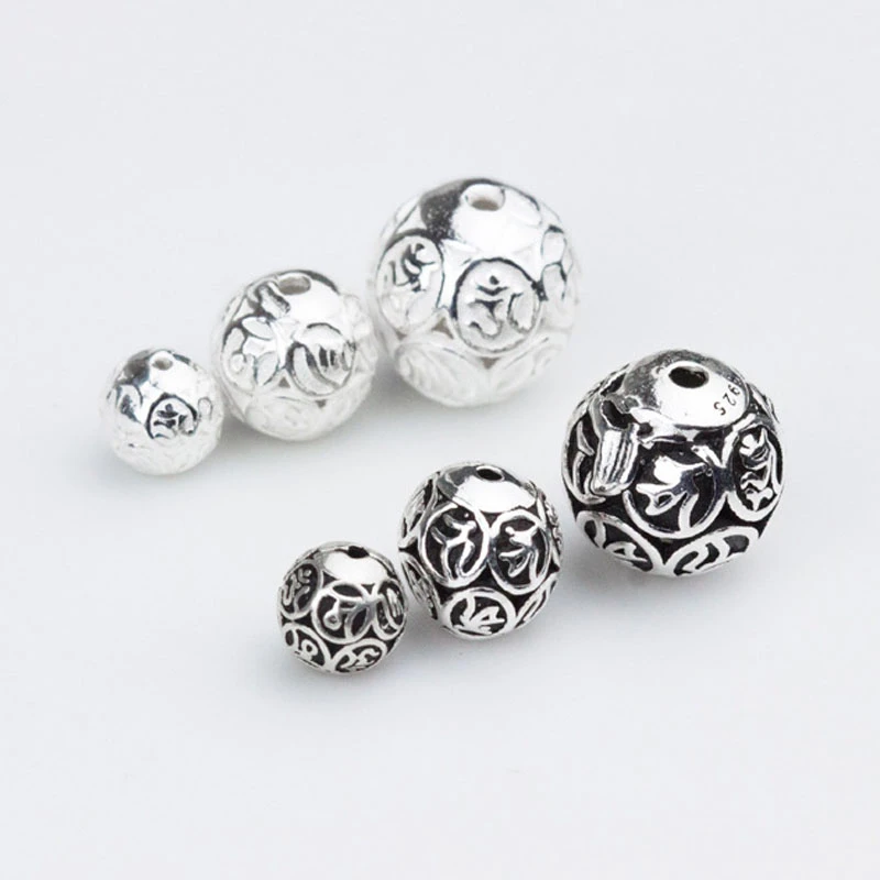 100% 925 Sterling Silver Round Ball Charm Beads 6mm 8mm 10mm Buddha ...