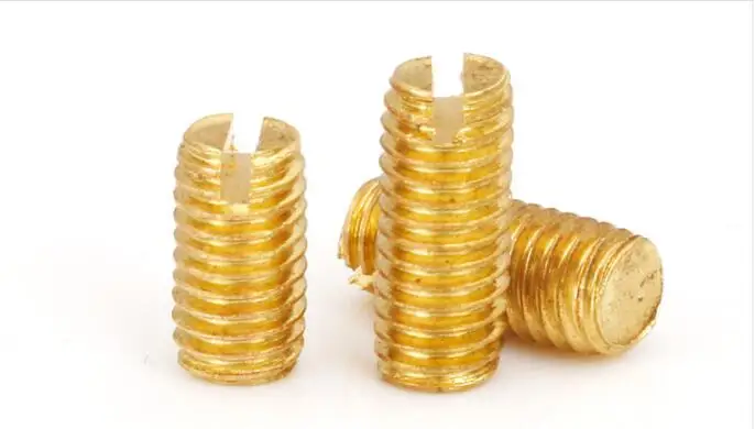 10pcs M4 copper brass slotted headless screws grubs flat bolts end ...