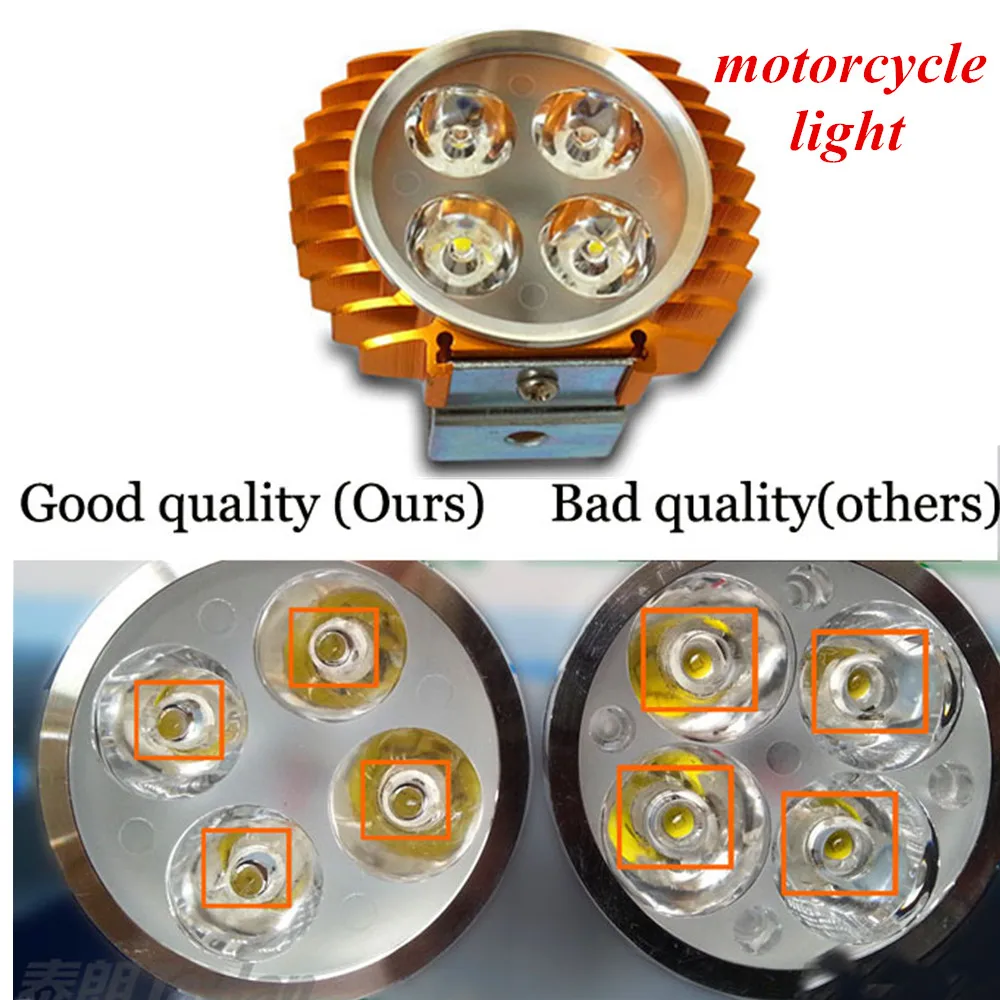 best selling 12W 4 beads external light motorbike light waterproof high ...