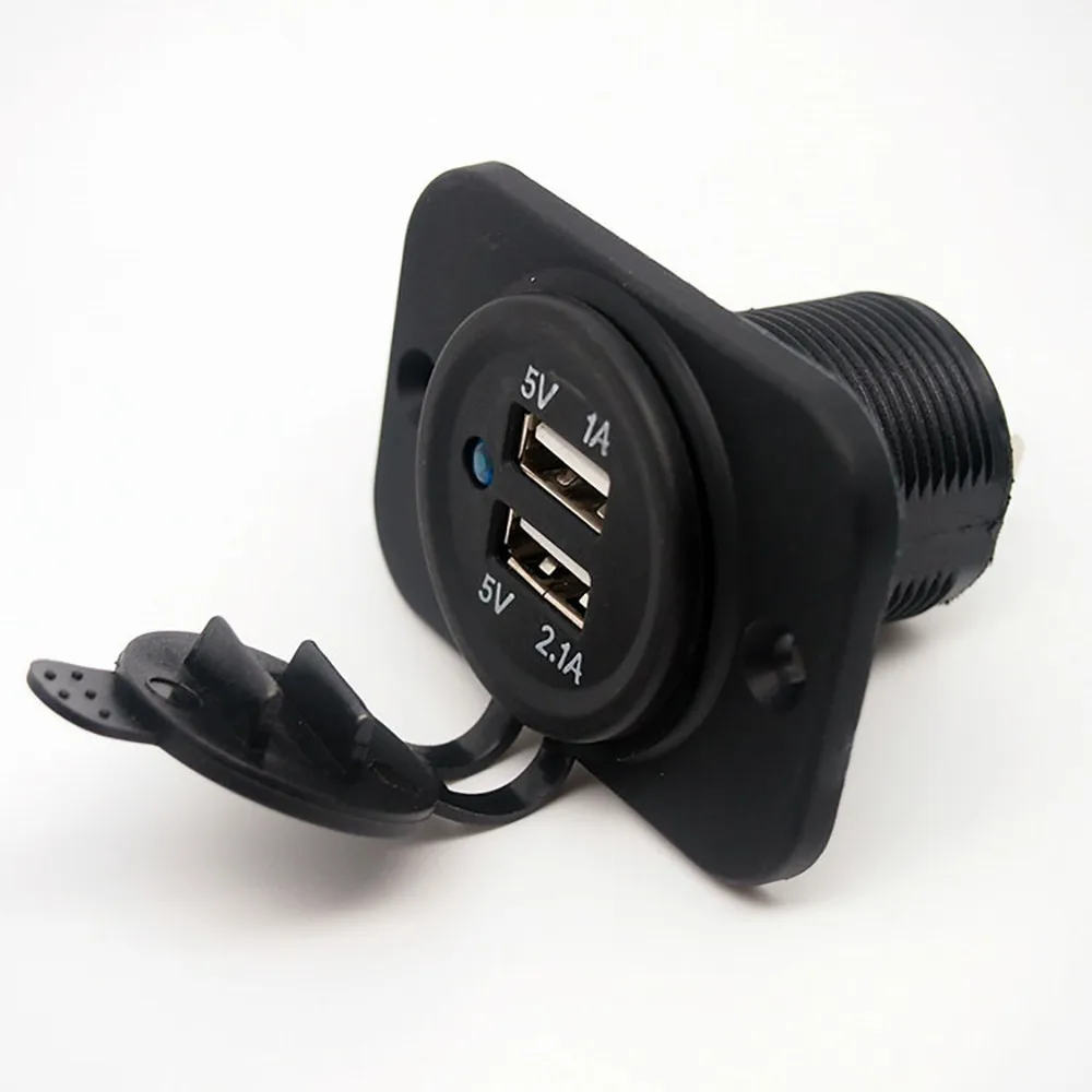 Car Usb Charger Socket Outlet With Dual Usb Auto Led Plastic Abs Mini 12v T10 Socket Twin Dual