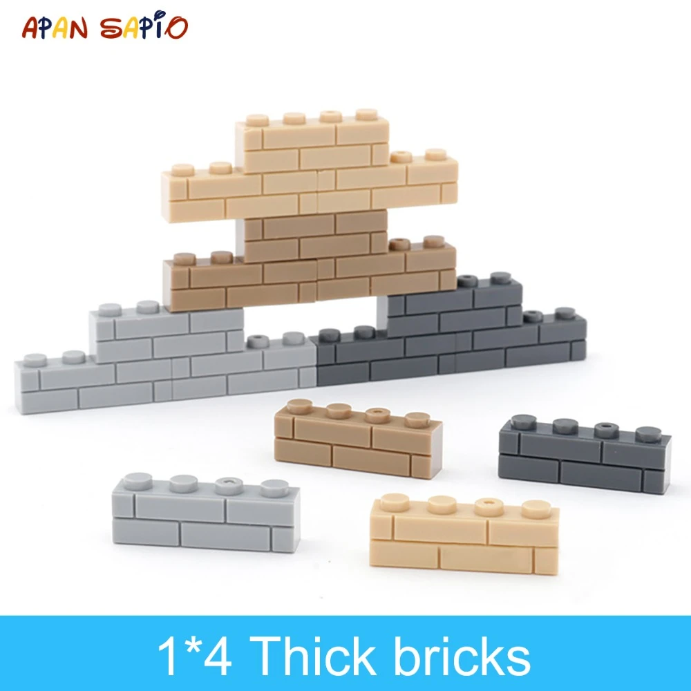 50pcs DIY Building Blocks Thick wall Figures Bricks 1x4 Dots ...