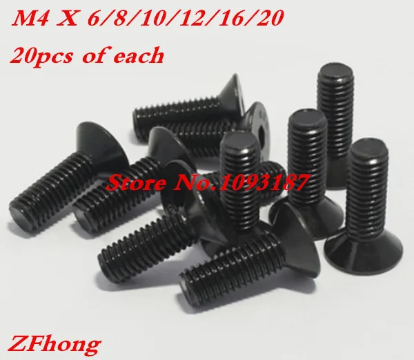 120 pces m4 allen parafuso hex soquete escareado cabeça plana parafuso ...