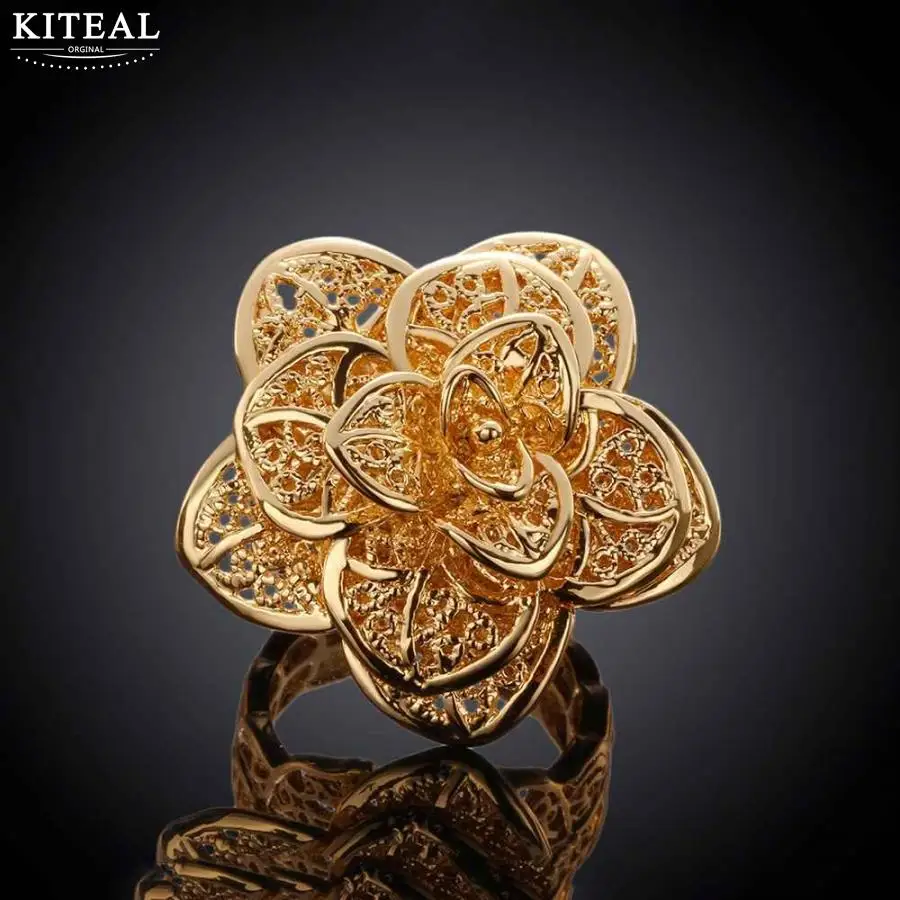 Engagement Jewelry | Rings - Women's Rose Gold Silver Plated Flower Big ...