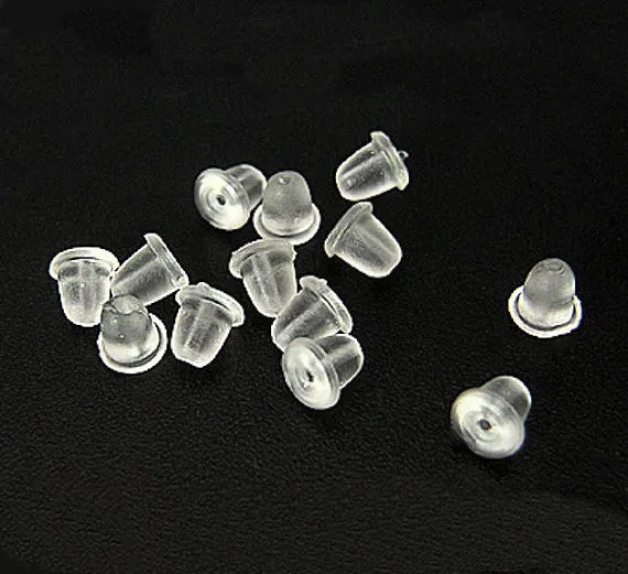 500 pieces/lot White clear rubber Plastic Earring Back Stoppers 4x5mm ...