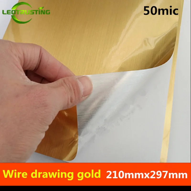 50 Sheets A4 Size 210mmx297mm Brushed Gold Sticker 50mic Label Printing ...