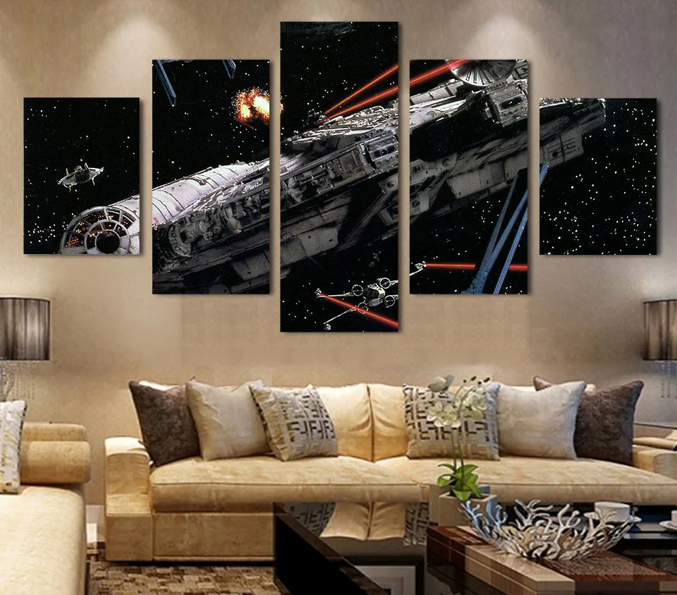 ArtSailing 5 Panel Wall HD Printed Space Ship Painting Canvas Print artsailing-5-panel-wall-hd-printed-space-ship-painting-canvas-print