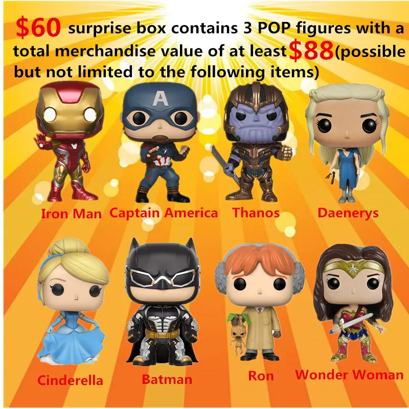 Hot action figure head Original FUNKO POP Great Value Surprise Box ...