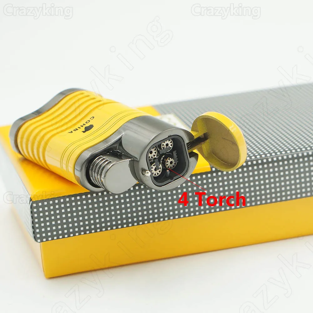 Metal Cigar Lighter Cutter Set 4 Torch Jet Flame Butane Gas Lighters ...