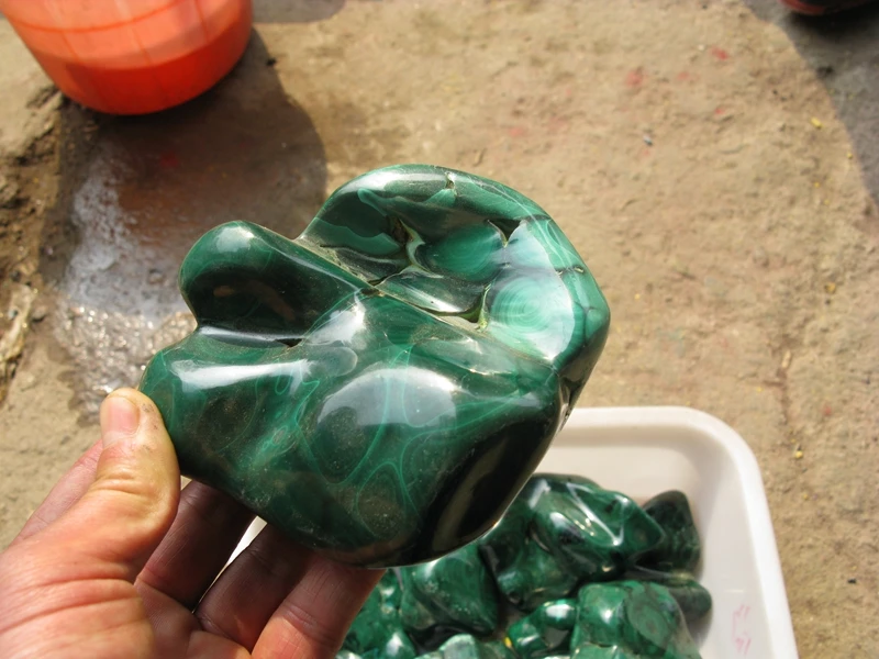 850g Natural Green Malachite Crystal Polished Gemstone Freeform Africa ...